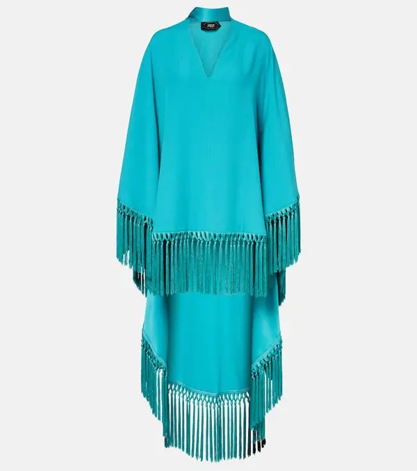 TALLER MARMO Cecil Fringed Crêpe Cady Kaftan - Blue