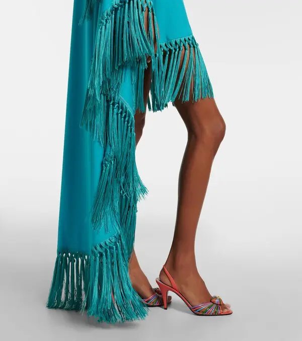 TALLER MARMO Cecil Fringed Crêpe Cady Kaftan - Blue