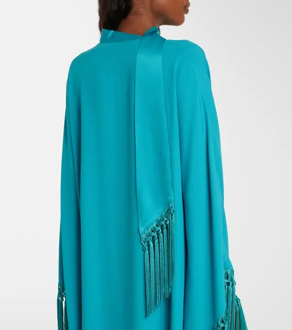 TALLER MARMO Cecil Fringed Crêpe Cady Kaftan - Blue