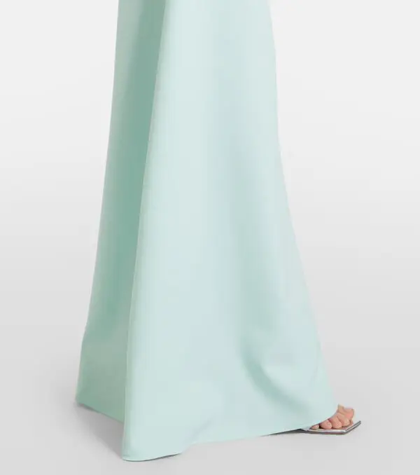 Safiyaa Stephanie Draped Crepe Gown - Turquoise