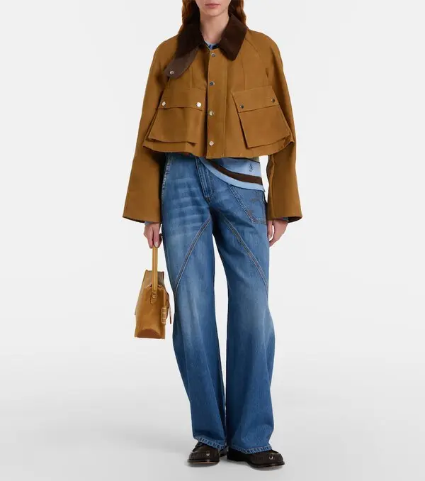JW Anderson Corduroy-trimmed Cropped Jacket - Beige