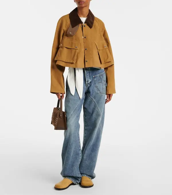 JW Anderson Corduroy-trimmed Cropped Jacket - Beige