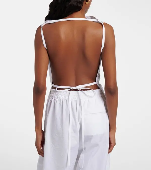 RÓHE Draped Cotton-blend Top - White