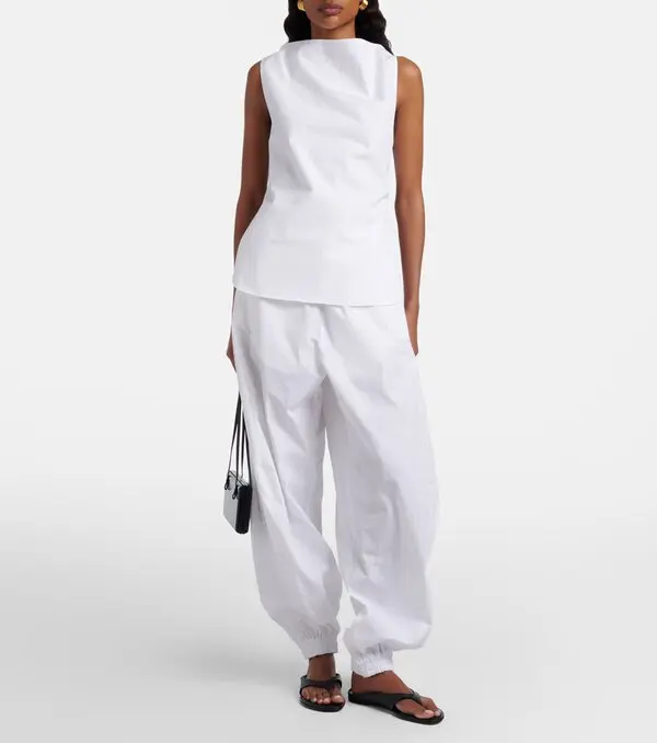 RÓHE Draped Cotton-blend Top - White