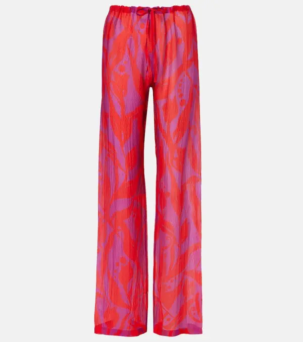 Dries Van Noten Pachas Silk Straight Pants - Red