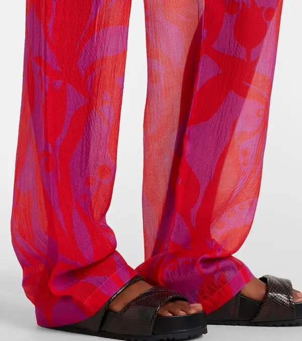 Dries Van Noten Pachas Silk Straight Pants - Red