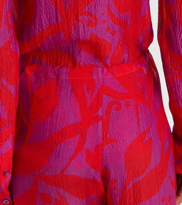 Dries Van Noten Pachas Silk Straight Pants - Red