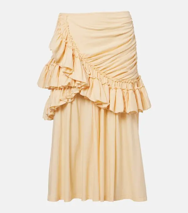 Dries Van Noten Humairah Cotton Midi Skirt - Yellow