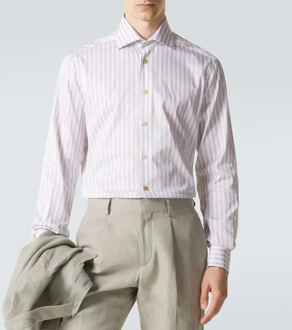 Kiton Striped Cotton Poplin Shirt