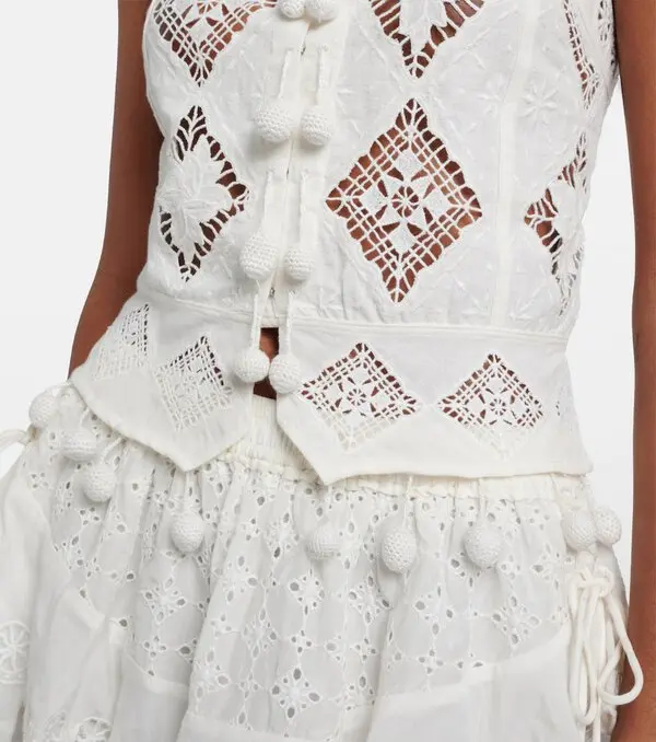 Isabel Marant Étoile Nellsy Embroidered Cotton Linen Crop Top