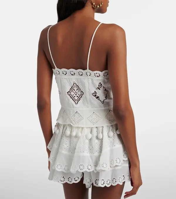 Isabel Marant Étoile Nellsy Embroidered Cotton Linen Crop Top