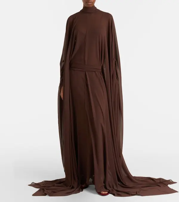 DE LA VALI Nila Chiffon Gown - Brown