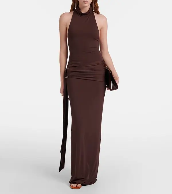 DE LA VALI Aidana Draped Jersey Maxi Dress