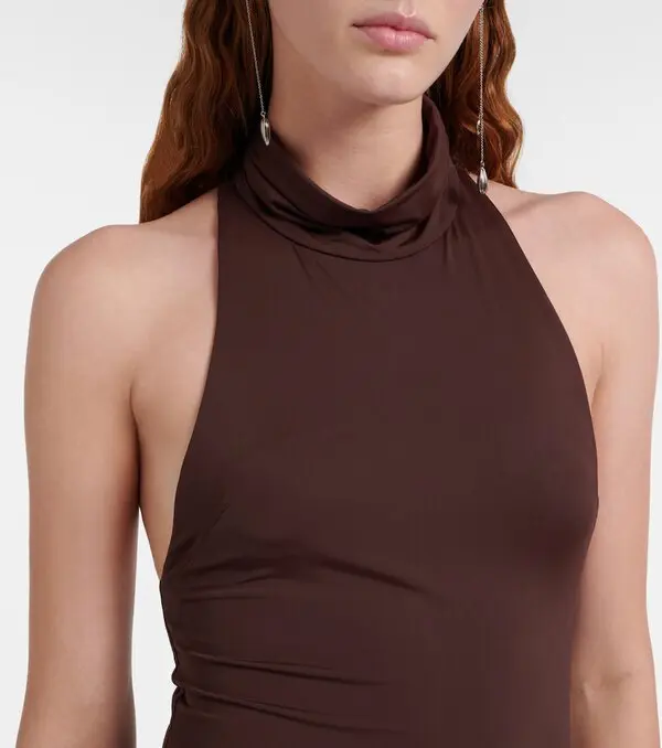 DE LA VALI Aidana Draped Jersey Maxi Dress