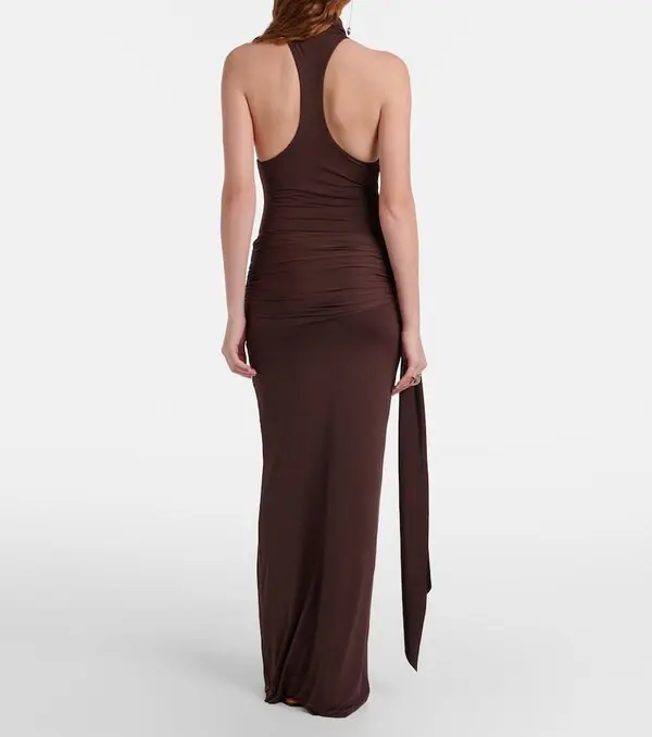 DE LA VALI Aidana Draped Jersey Maxi Dress