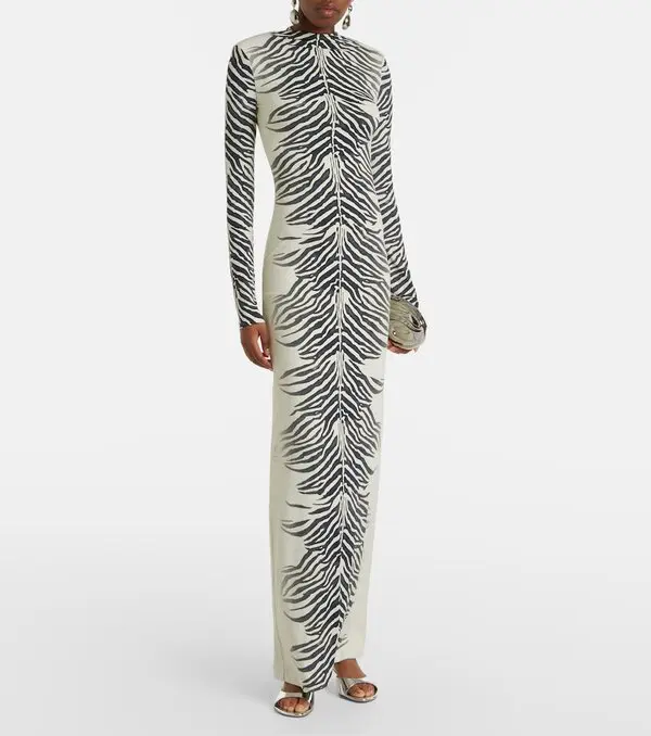DE LA VALI Kari Zebra-print Maxi Dress