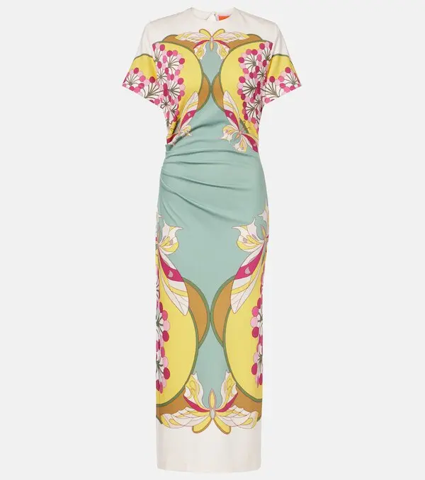 La DoubleJ Lela Printed Jersey Midi Dress - White