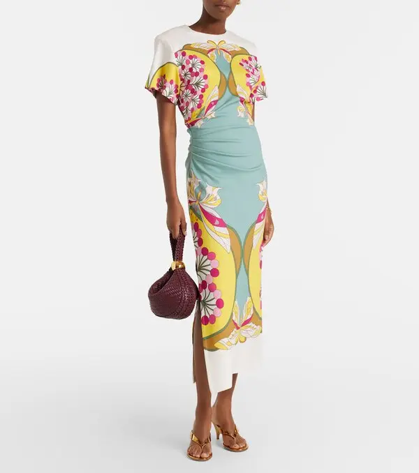 La DoubleJ Lela Printed Jersey Midi Dress - White