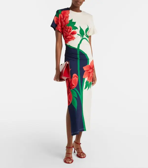 La DoubleJ Lela Floral Jersey Maxi Dress - Blue