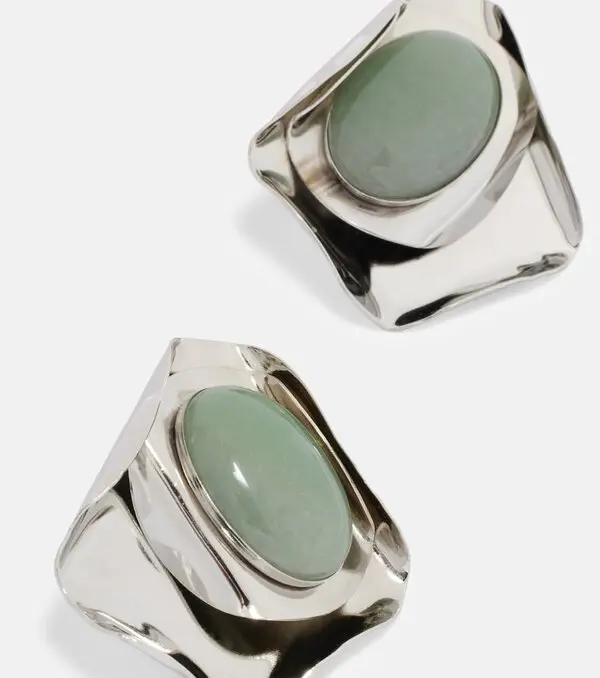 JENNIFER BEHR Kendall Embellished Earrings With Tiger's Eye - Silver
