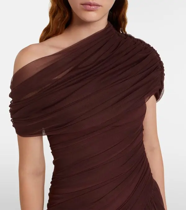 De La Vali Himala Gathered Tulle Gown - Brown