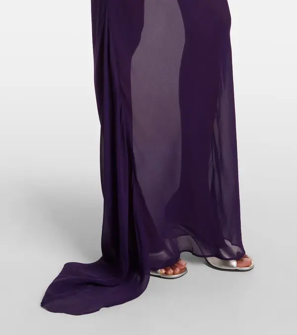 DE LA VALI Diosa Georgette Maxi Skirt