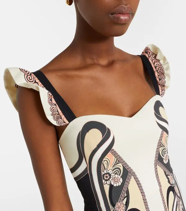 La DoubleJ Gingerbread Printed Cotton-blend Midi Dress