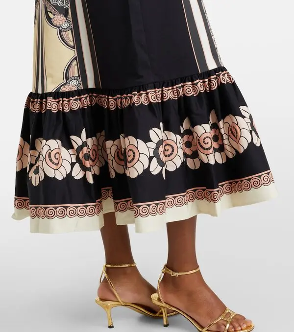 La DoubleJ Gingerbread Printed Cotton-blend Midi Dress