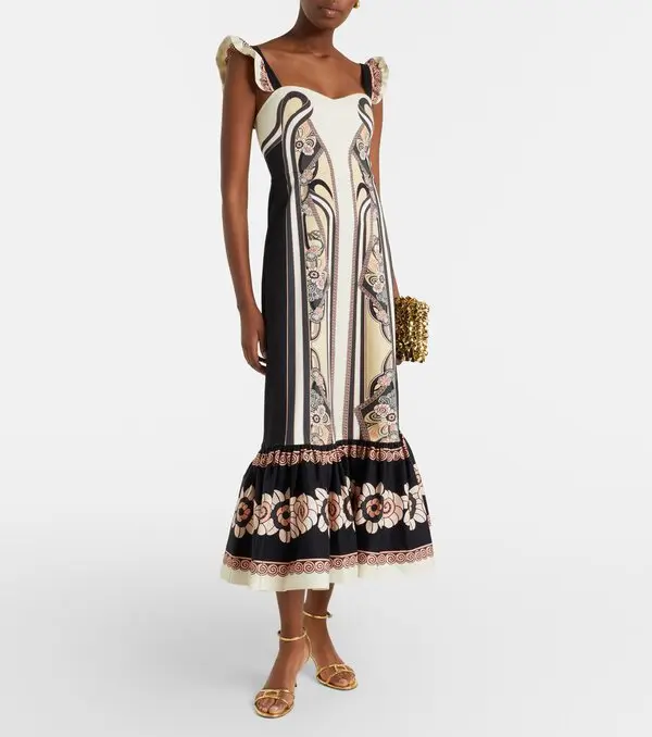 La DoubleJ Printed Cotton-blend Midi Dress