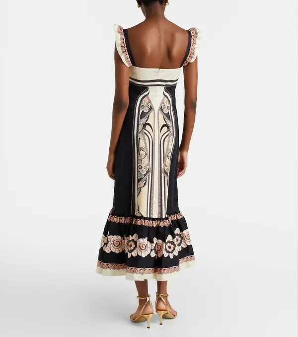 La DoubleJ Printed Cotton-blend Midi Dress