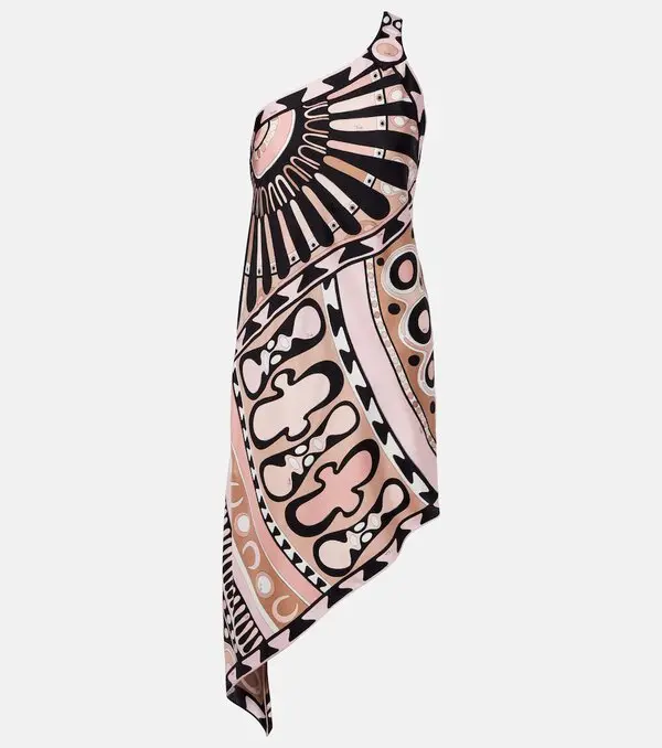 Emilio Pucci One-shoulder Silk Twill Mini Dress