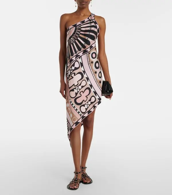 Emilio Pucci One-shoulder Silk Twill Mini Dress