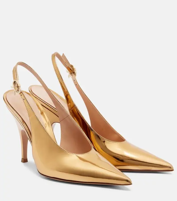 GIANVITO ROSSI Sofia Metallic Slingback Pumps - Gold