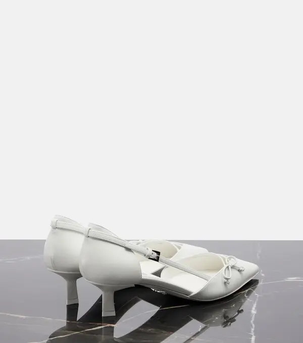 Prada Bow-detail Leather Slingback Pumps - White