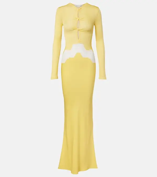 Christopher Esber Verner Cutout Lace-trimmed Maxi Dress - Yellow