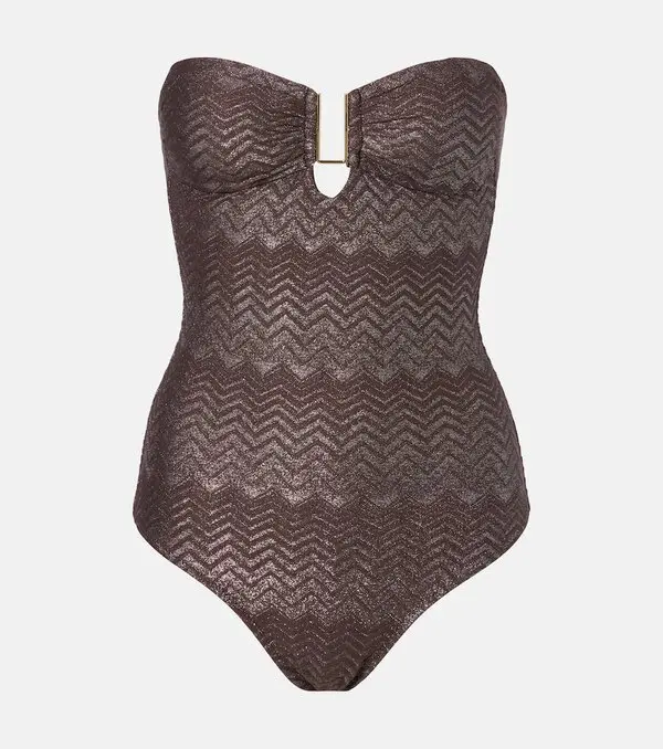 Melissa Odabash Argentina Lamé Swimsuit - Brown