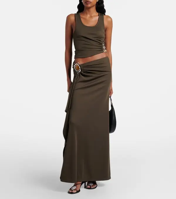 Christopher Esber Embellished Jersey Maxi Skirt - Green