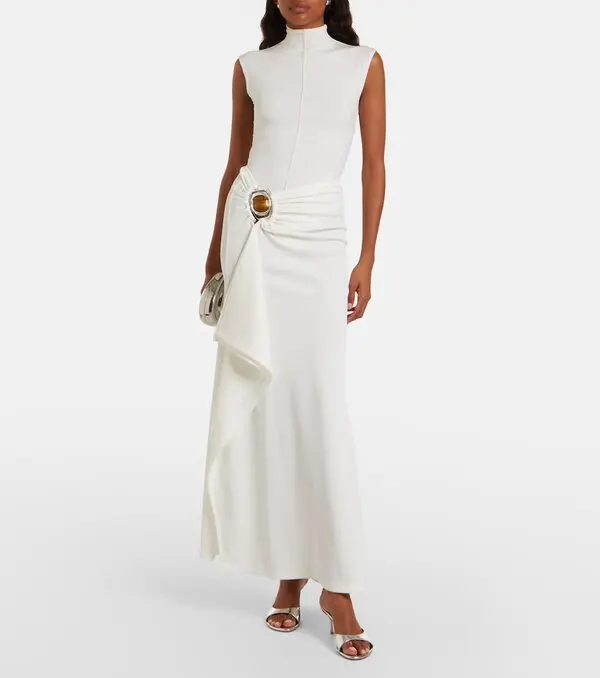 Christopher Esber Embellished Jersey Maxi Skirt - White