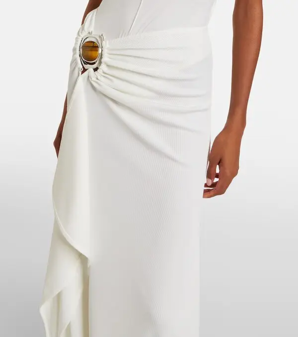 Christopher Esber Embellished Jersey Maxi Skirt - White