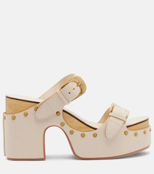 Zimmermann Alight Studded Leather Platform Sandals - Beige