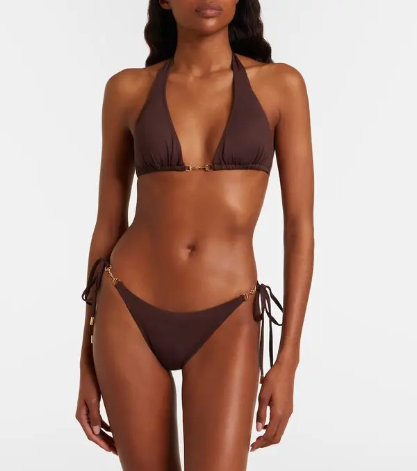 Melissa Odabash Halterneck Bikini Top - Brown