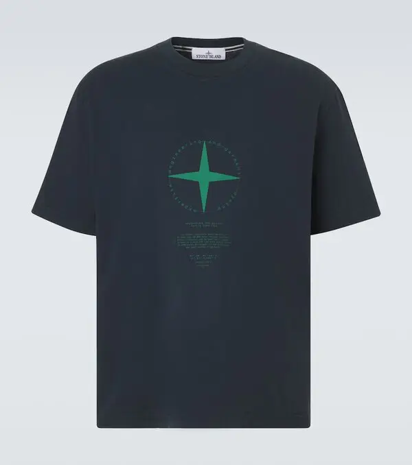 Stone Island Logo Cotton Jersey T-shirt - Blue