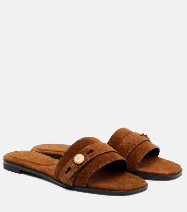 Tory Burch Romy Suede Slides - Brown