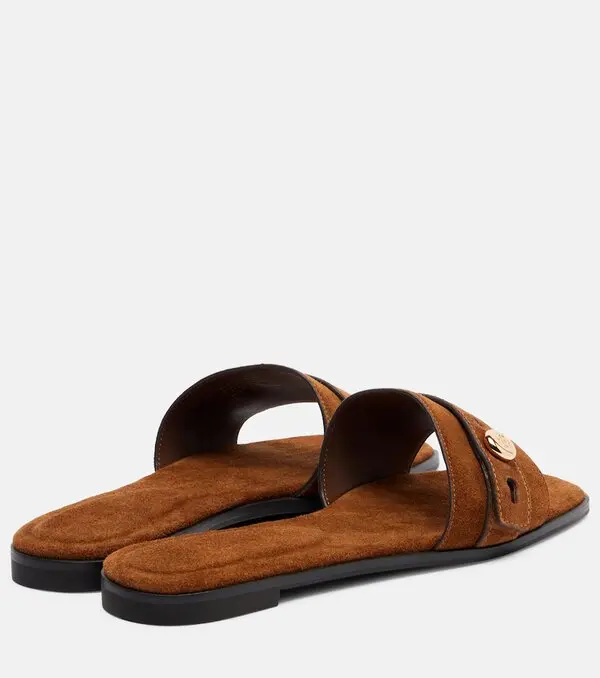 Tory Burch Romy Suede Slides - Brown