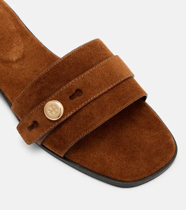 Tory Burch Romy Suede Slides - Brown