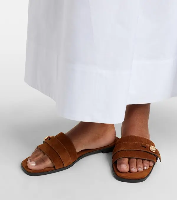 Tory Burch Romy Suede Slides - Brown
