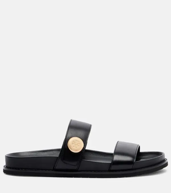 Tory Burch Romy Sport Leather Slides - Black