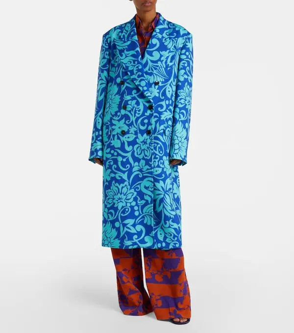 Dries Van Noten Printed Double-breasted Coat