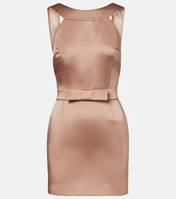 THE NEW ARRIVALS ILKYAZ OZEL Delphine Bow-detail Satin Mini Dress - Pink