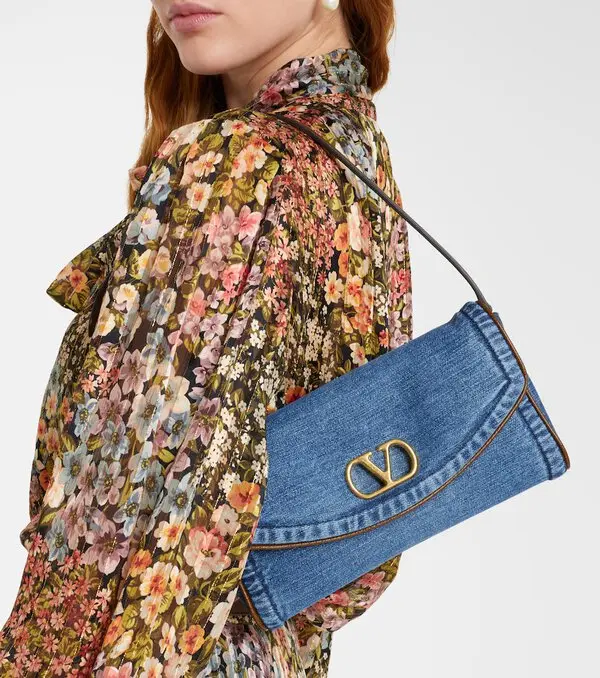 Valentino Garavani Devain Small Denim Shoulder Bag